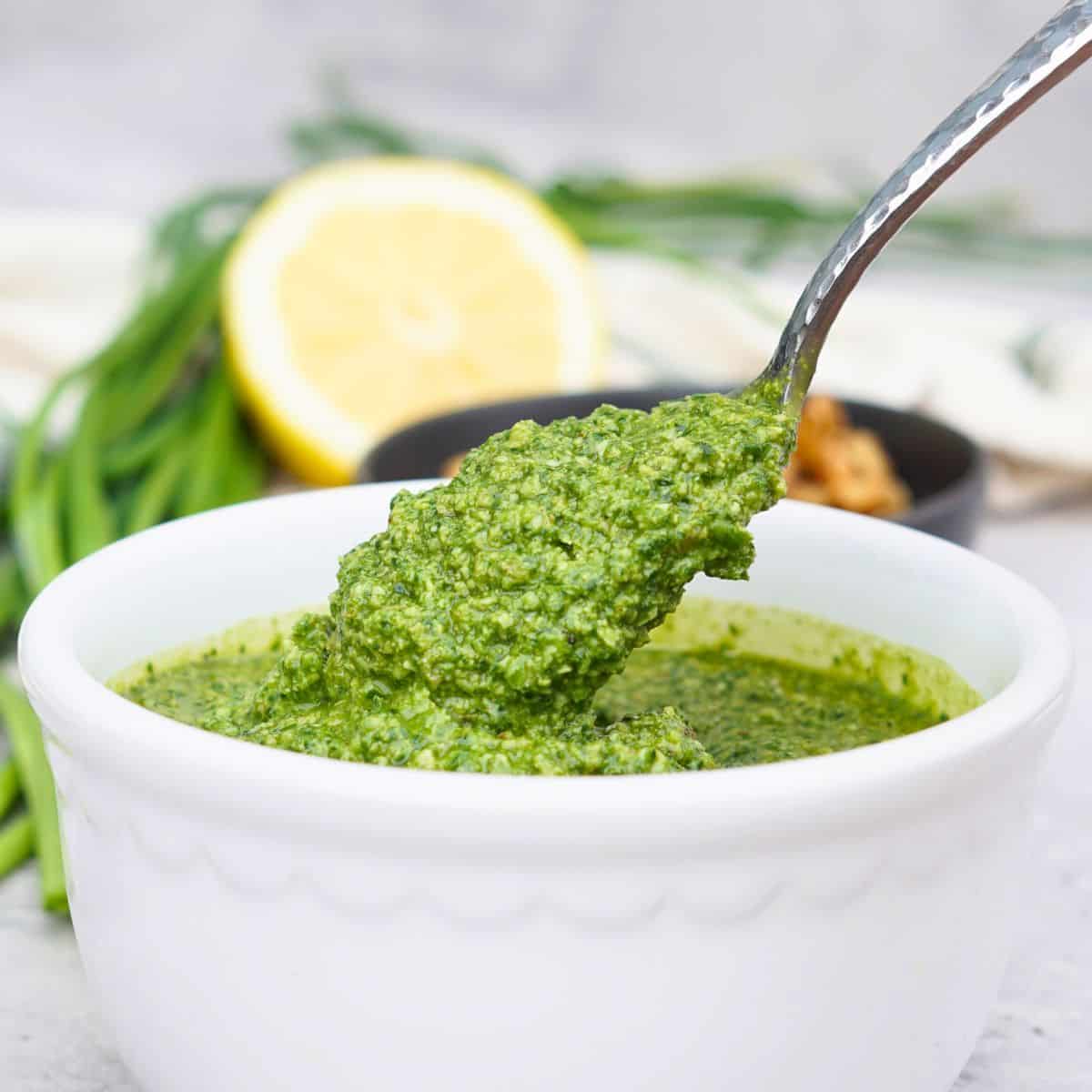 Spinach and Chive Pesto - For the Belly and Soul